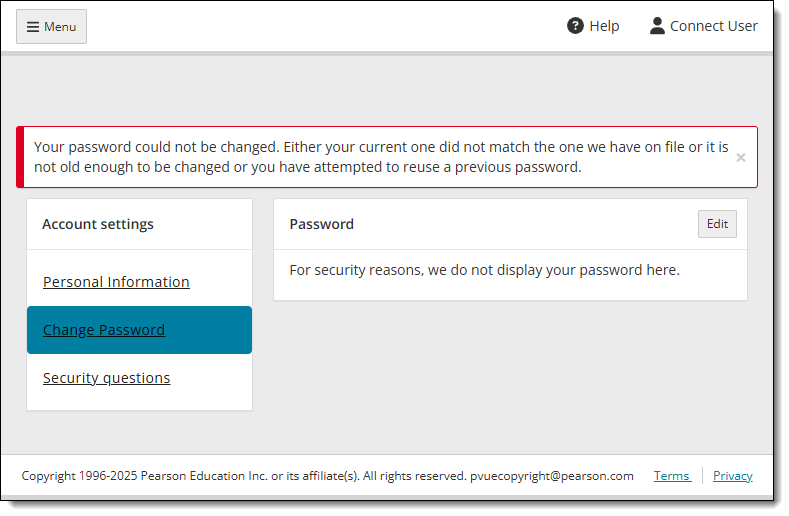 Change user password
