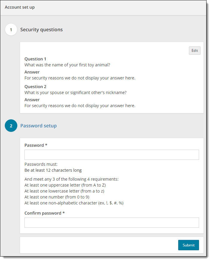 First Time Login (Password setup)