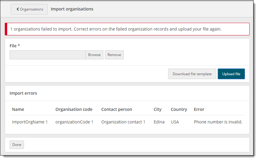 Import Organizations