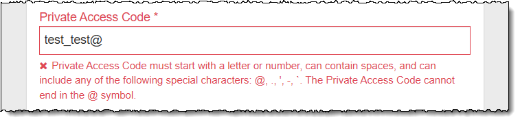 Create private access codes