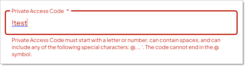 Create private access codes