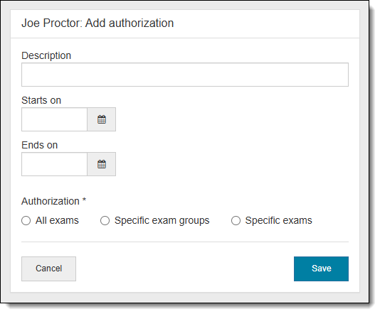 Add Exam Authorizations