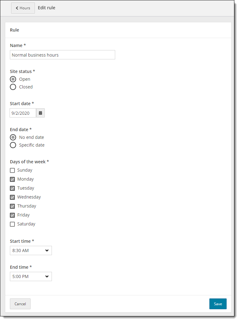 Edit site availability rules